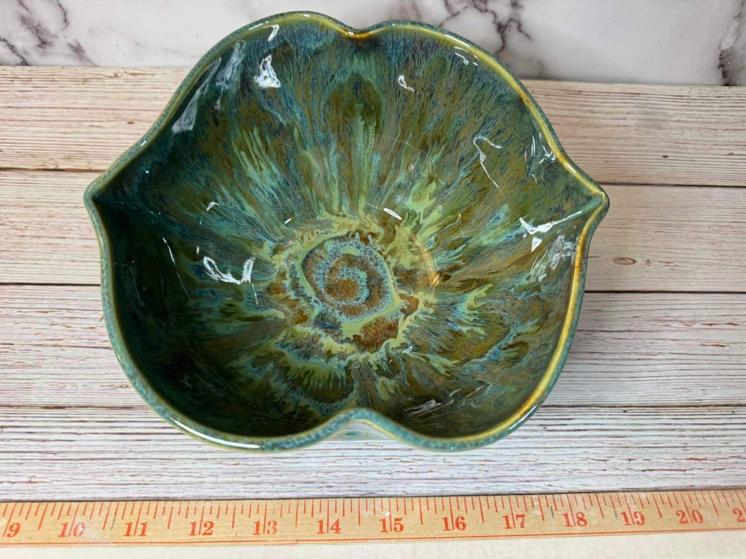 Seaweed Over Textured Turquoise By Claudia Louise Porcelain Bowl